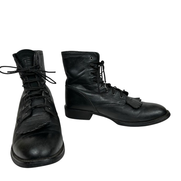 Ariat | Shoes | Ariat Ats Black Leather Lace Up Kiltie Western Boots ...